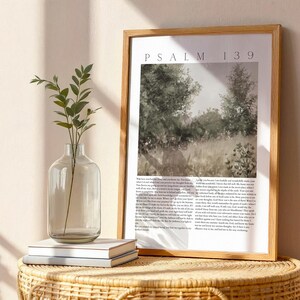 Psalm 139 Wall Art Printable, Vintage Bible Verse Landscape, Christian ...