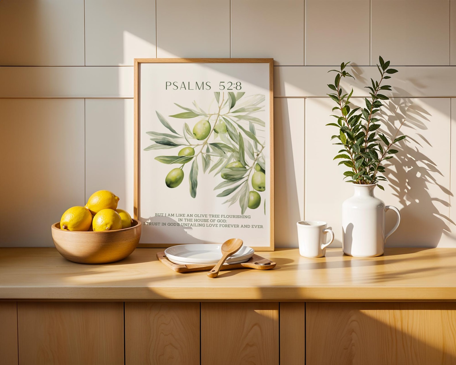 Psalm 52:8 Wall Art Printable, Olive Branch Scripture Decor, Bible ...