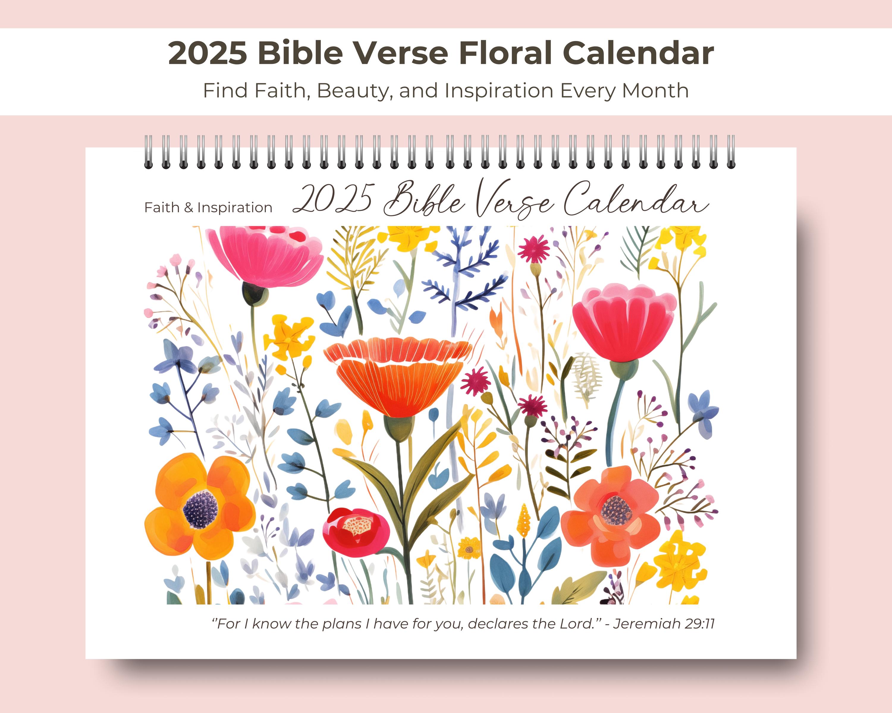 2025 Bible Verse Wall Calendar, Inspirational Floral Scripture ...