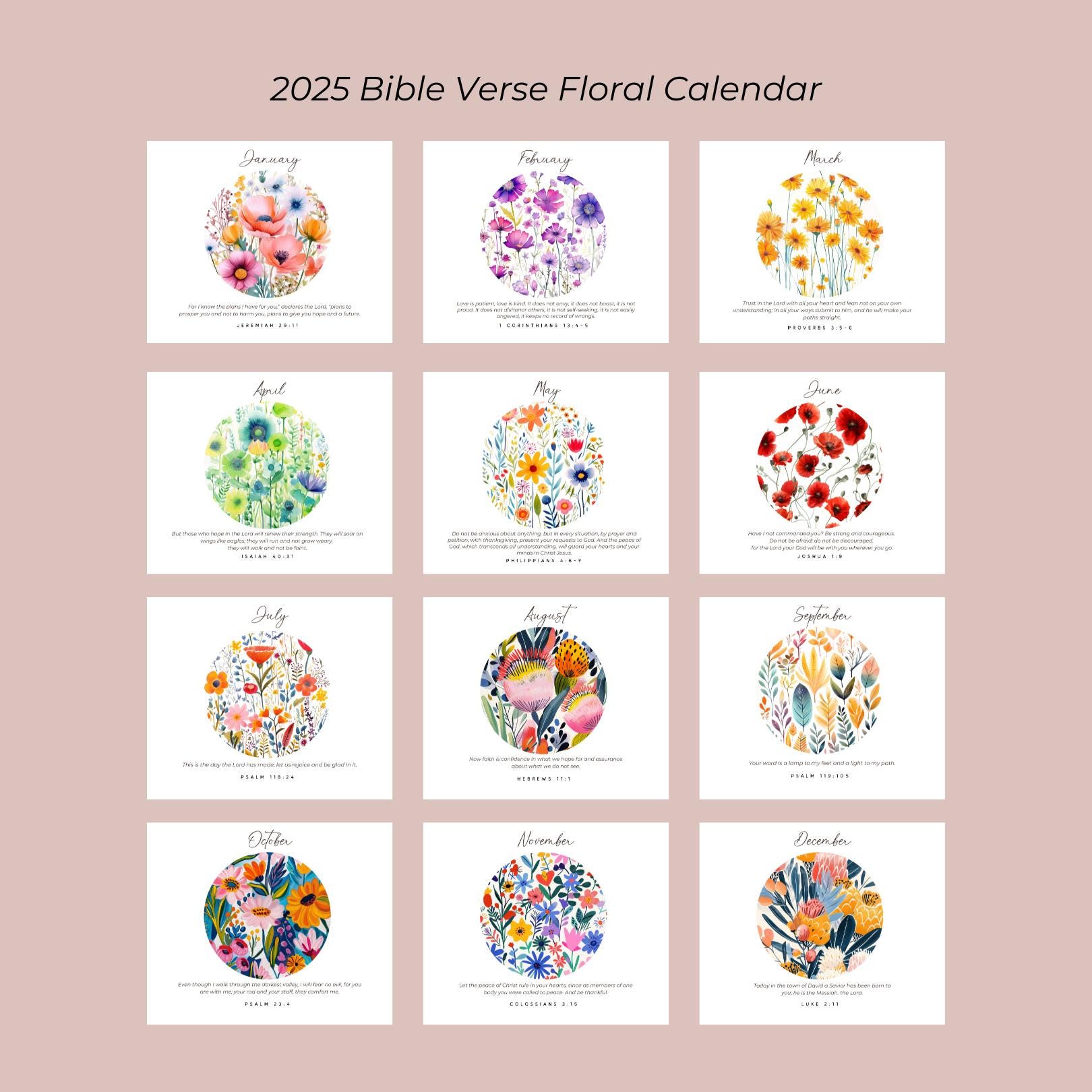 2025 Bible Verse Wall Calendar, Inspirational Floral Scripture ...
