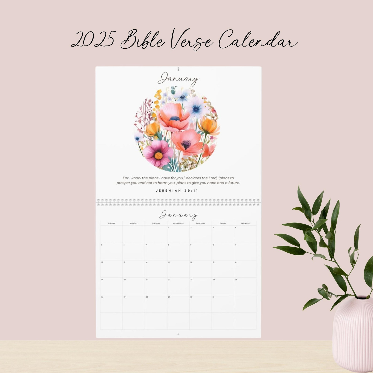 2025 Bible Verse Wall Calendar, Inspirational Floral Scripture ...