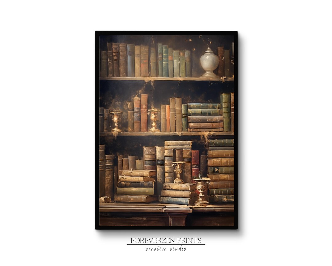 Dusty Library Dark Academia Vintage Print, Dark Academia, Farmhouse ...