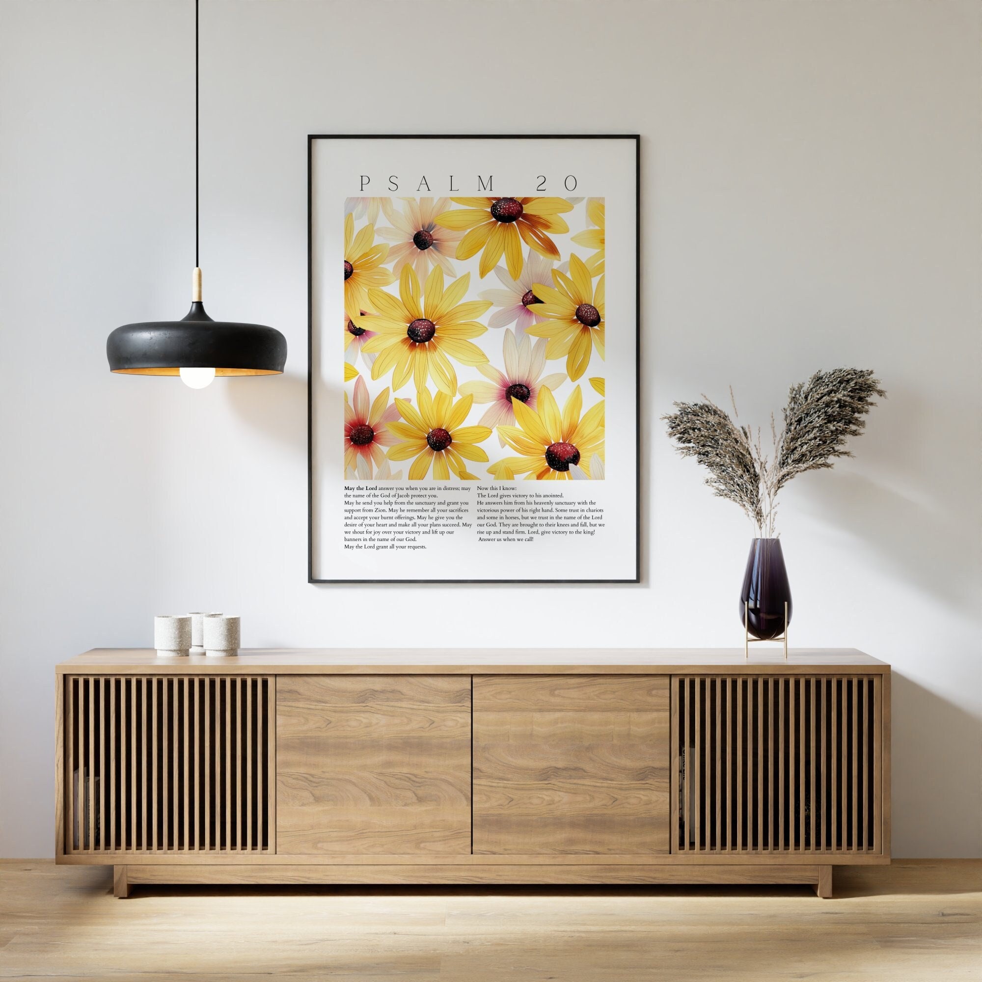 Psalm 20 Floral Bible Verse Wall Art, Christian Modern, Botanical ...