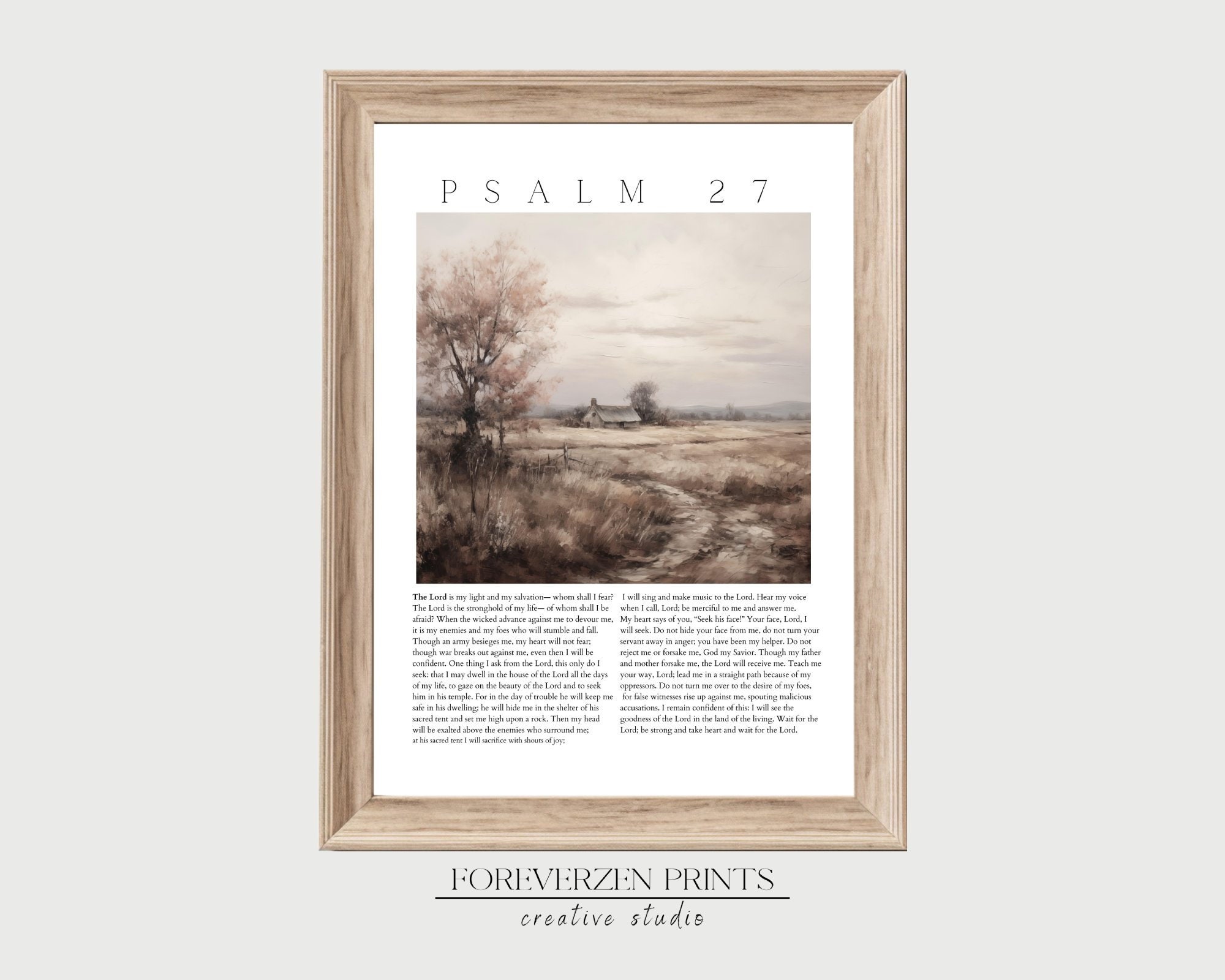 PSALM 27 Wall Art, Bible Verse Poster for Christians, Vintage Scripture ...
