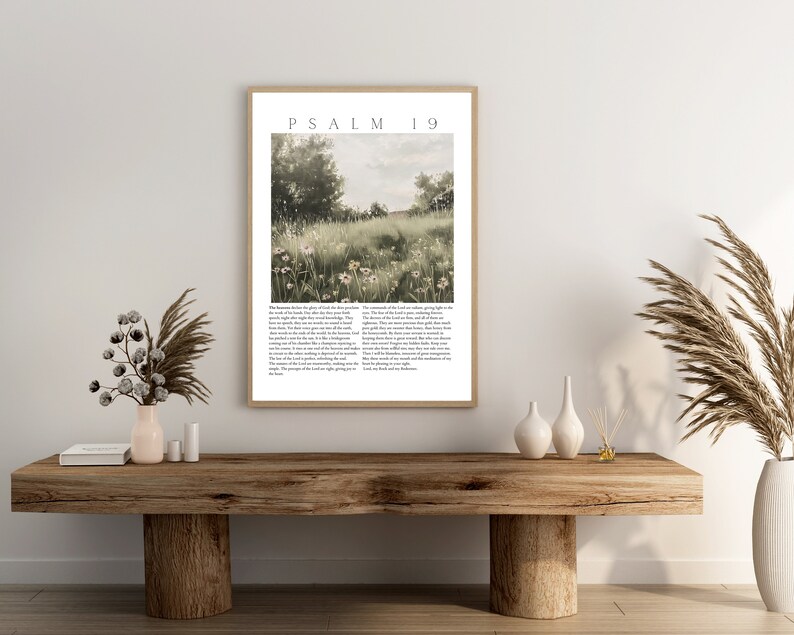 Psalm 19 Wall Art Printable, Vintage Bible Verse With Landscape ...