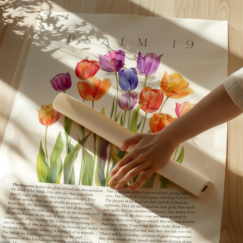 Floral Bible Verse Wall Art Psalm 19 Tulip Print Boho Nursery Decor ...