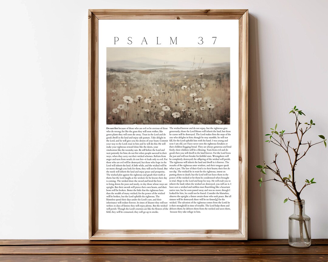 PSALM 37 Wall Art Bible Verse Poster Vintage Scripture Art Print ...