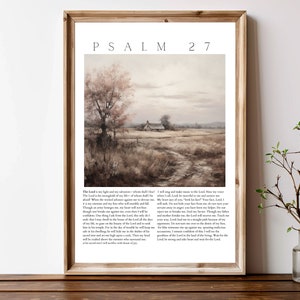 Psalm 27 Wall Art Printable, Bible Verse With Country Field, Vintage ...