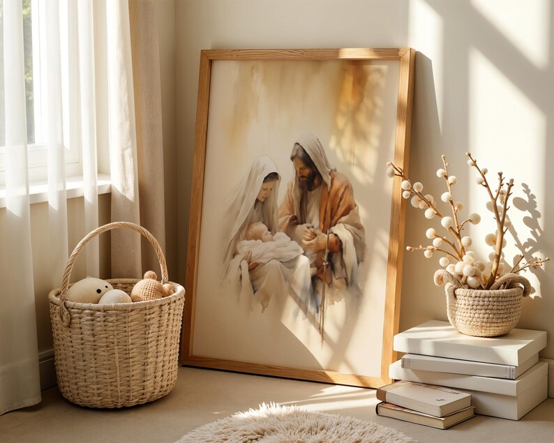 Mary and Baby Jesus Nativity Print, Christian Wall Art Digital Download ...