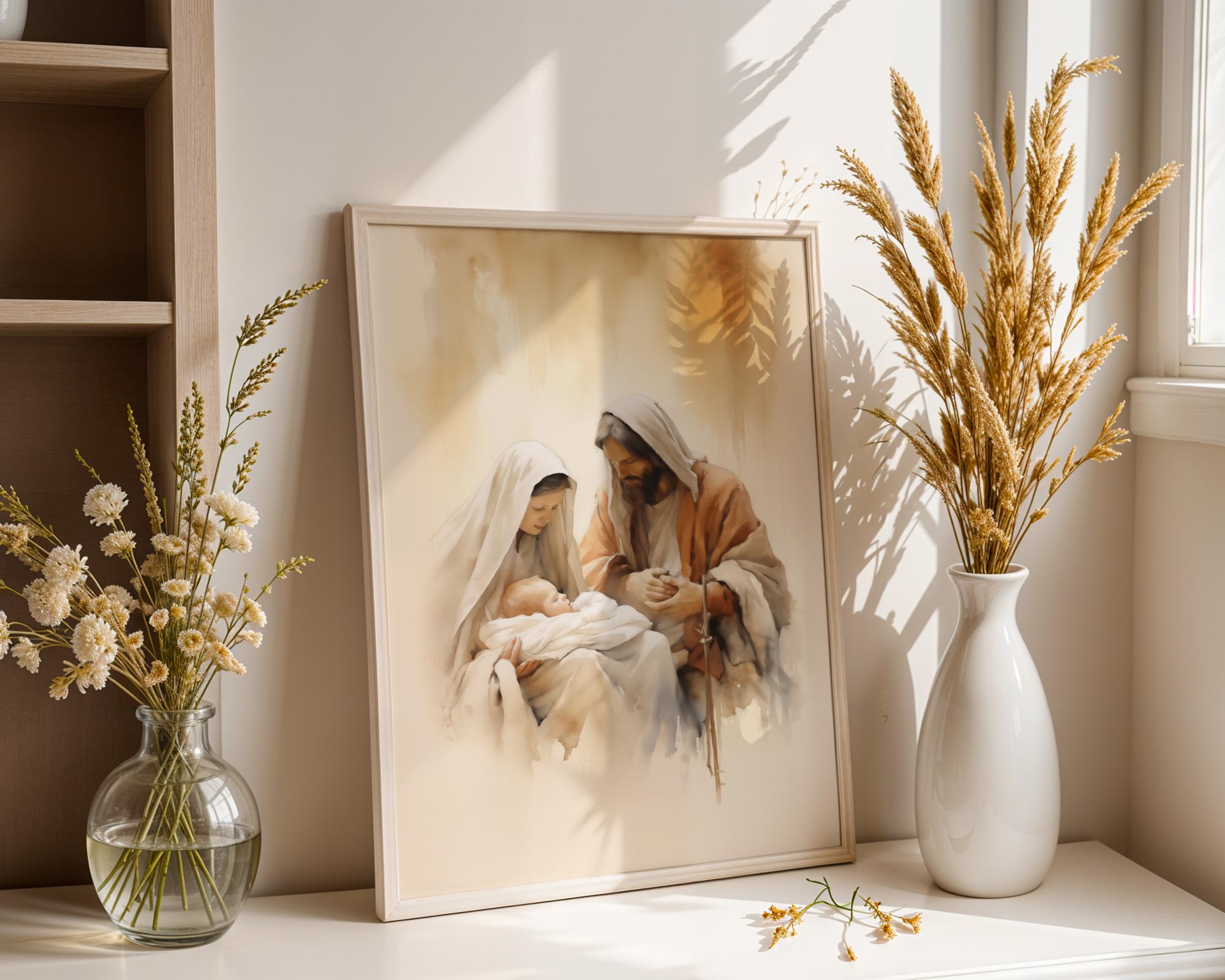 Mary and Baby Jesus Nativity Print, Christian Wall Art Digital Download ...
