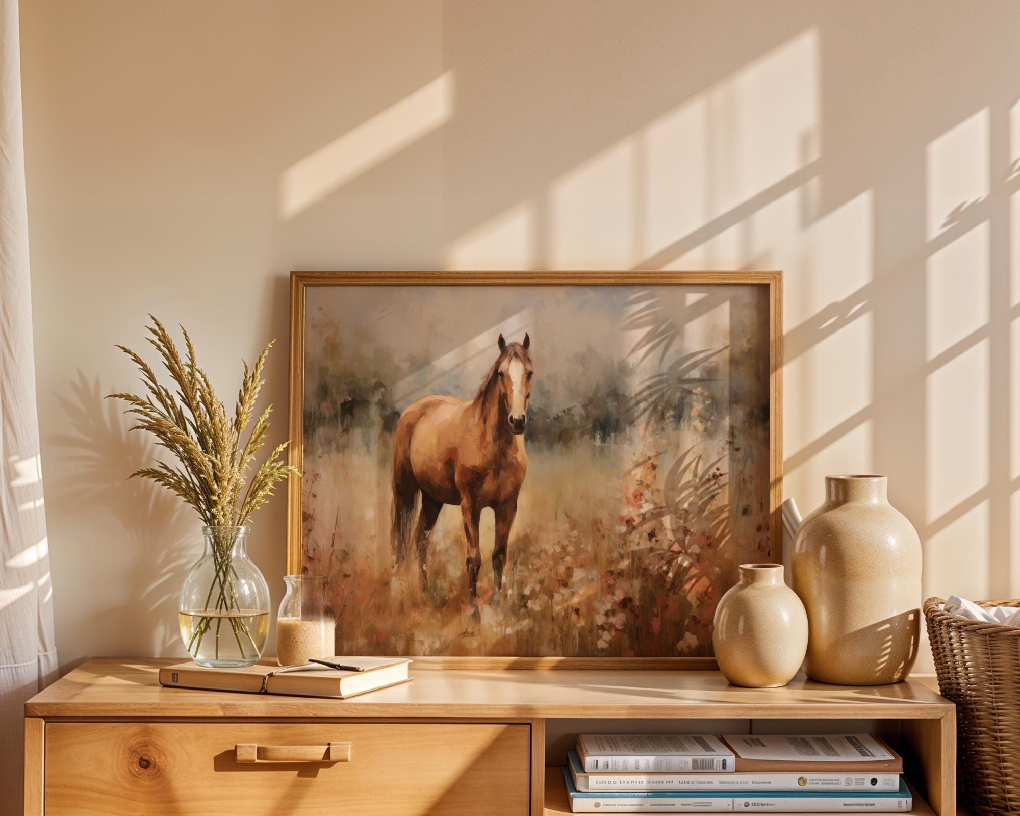 Vintage Horse Wall Art, Farmhouse Nursery Animal Print, Rustic Horse ...