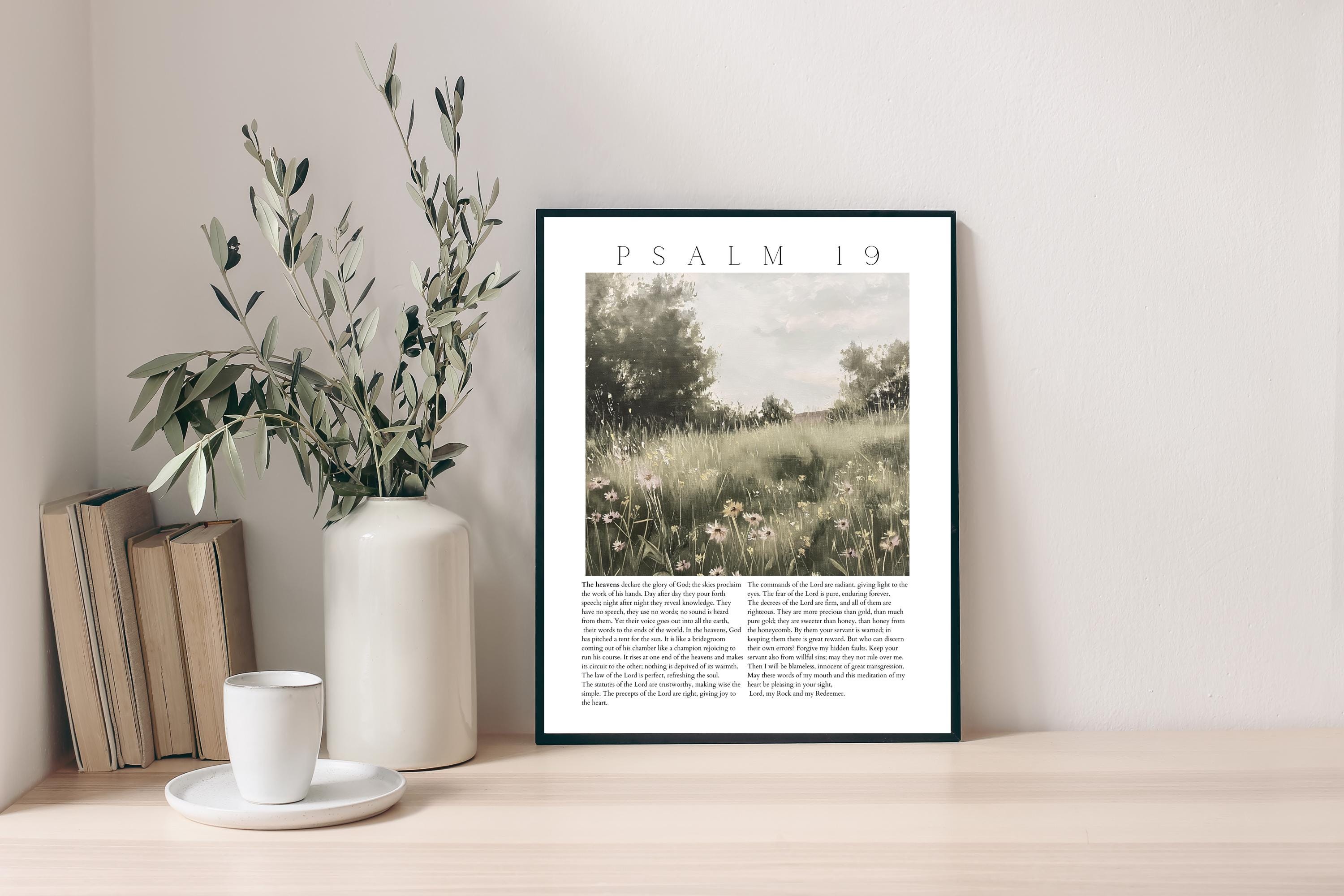 Psalm 19 Wall Art Printable, Vintage Bible Verse With Landscape ...