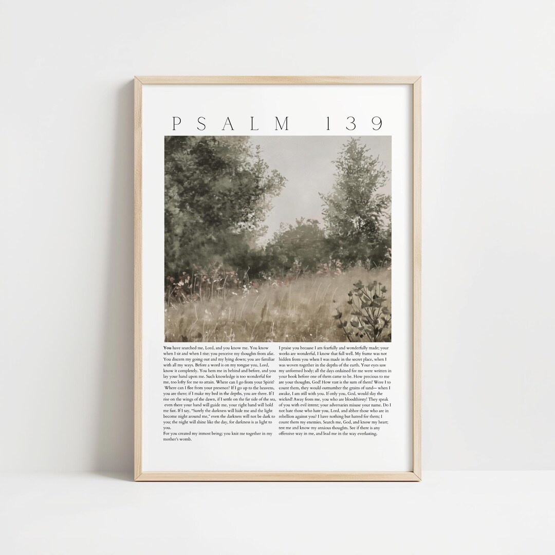 Psalm 139 Wall Art Printable, Vintage Bible Verse Landscape, Christian ...