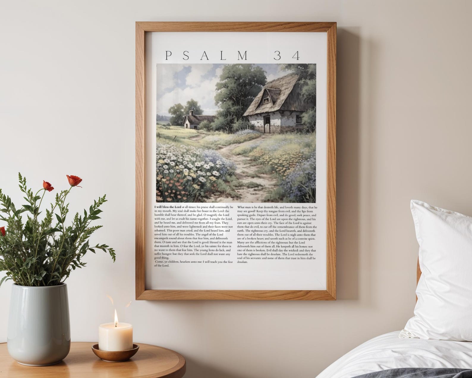 Psalm 34 Wall Art Printable, Vintage Country Bible Verse Print ...