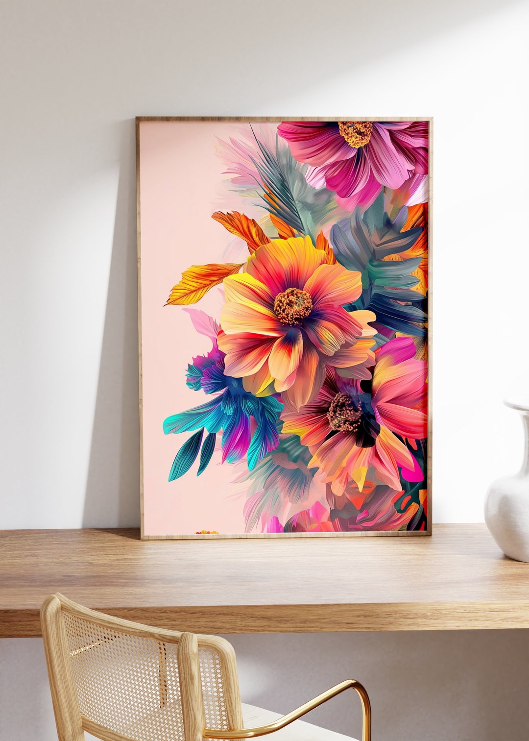 Boho Flowers Wall Art, Floral Coastal Poster Dopamine Decor Coquette ...