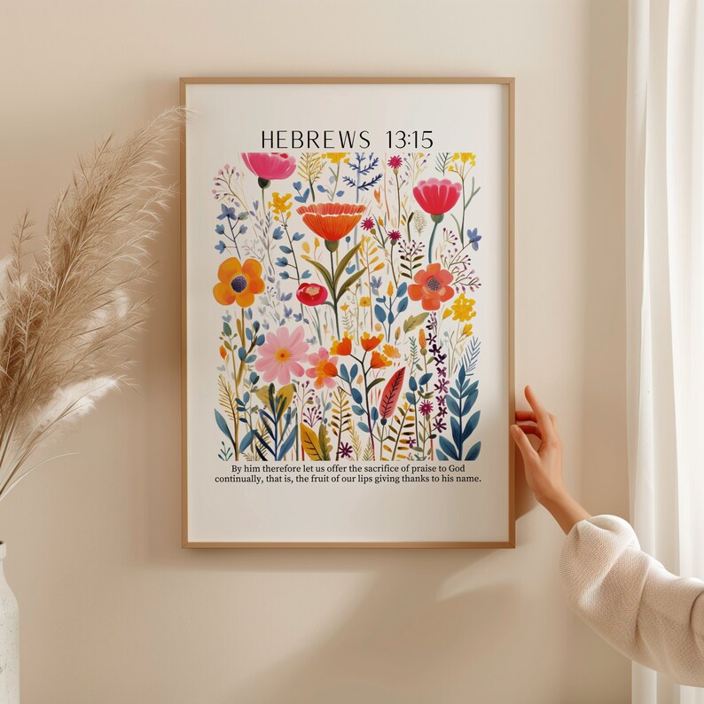 Elegant Floral Bible Verse Wall Art Set of 3 Scripture Quote Poster ...