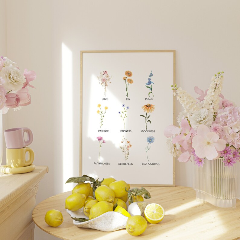 Fruit of the Spirit Galatians 5:22-23 Bible Verse Flowers Wall Art ...