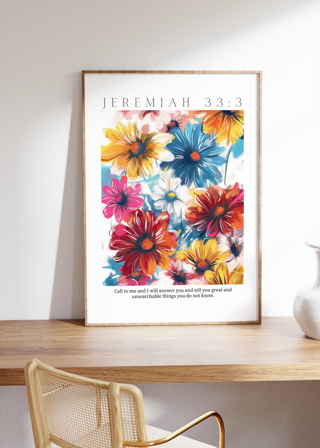 Jeremiah 33:3 Bible Verse Wall Art, Flowers Digital Download, Boho ...