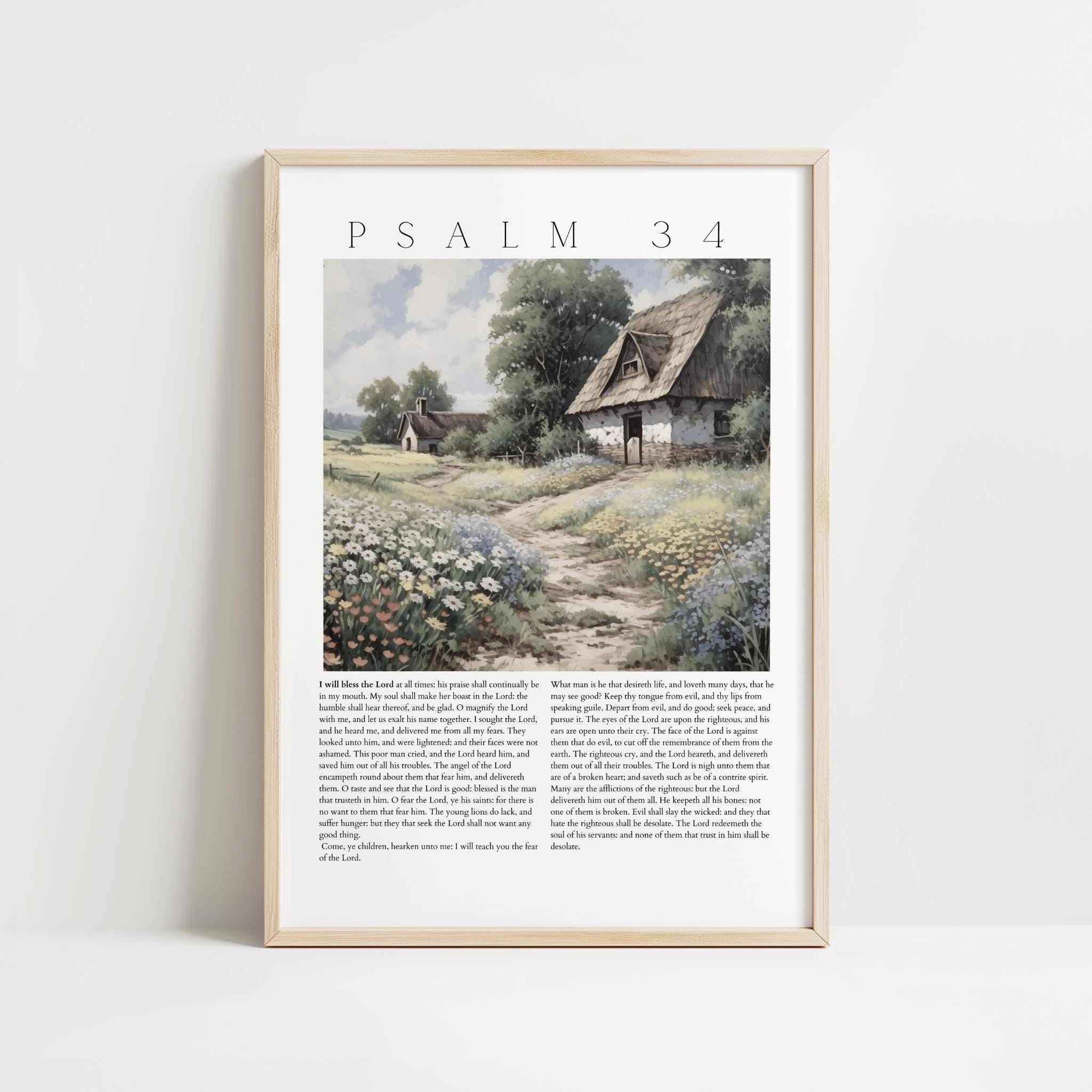 Psalm 34 Wall Art Printable, Vintage Country Bible Verse Print ...