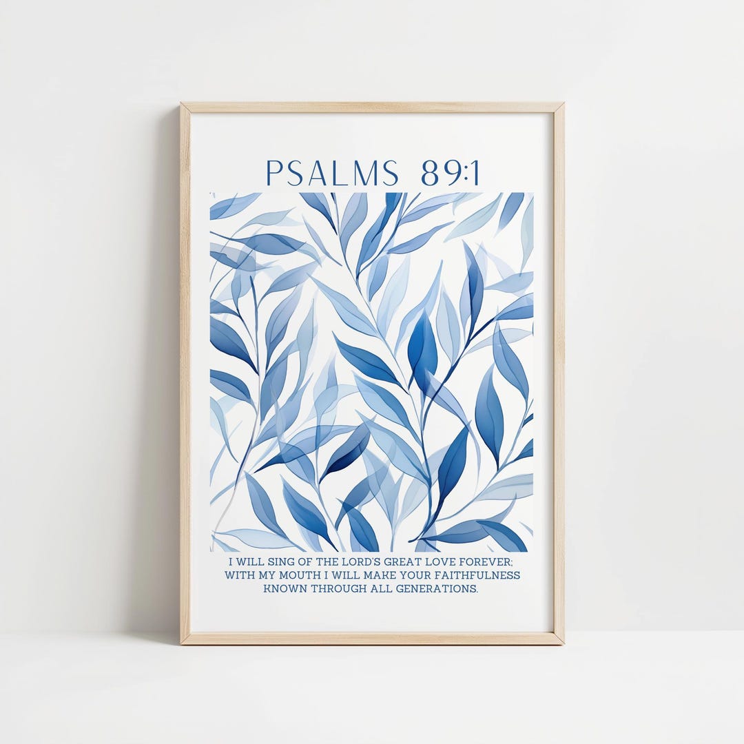 Psalm 89:1 Wall Art Printable, Christian Scripture Floral Print, Modern ...