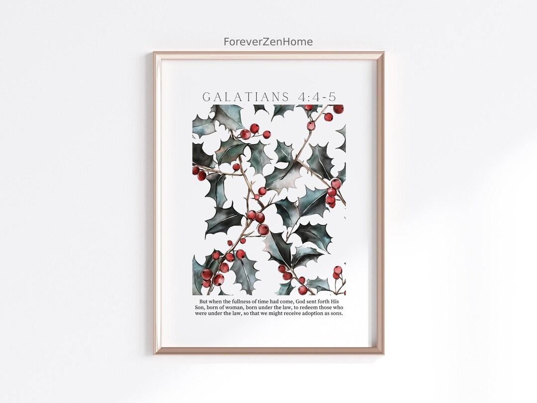 Galatians 4:4-5 Holy Flowers Bible Verse Wall Art | Thanksgiving Family ...