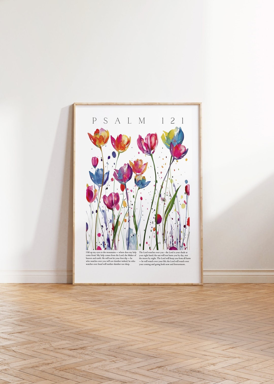 Psalm 121 Floral Scripture Wall Art, Bible Verse Poster, Spring Floral ...