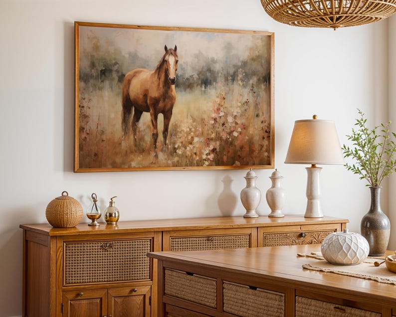 Vintage Horse Wall Art, Farmhouse Nursery Animal Print, Rustic Horse ...
