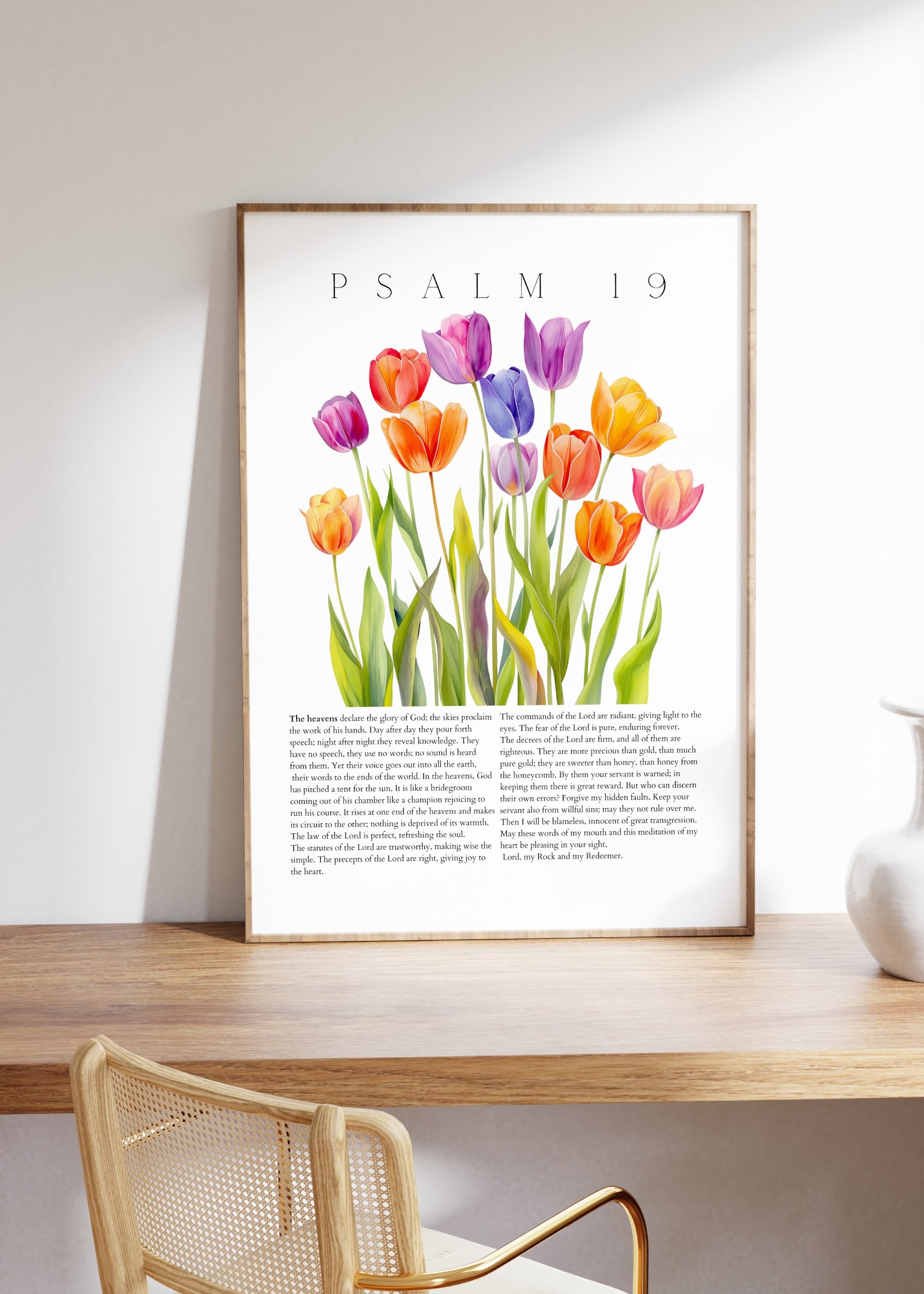 Floral Bible Verse Wall Art Psalm 19 Tulip Print Boho Nursery Decor ...