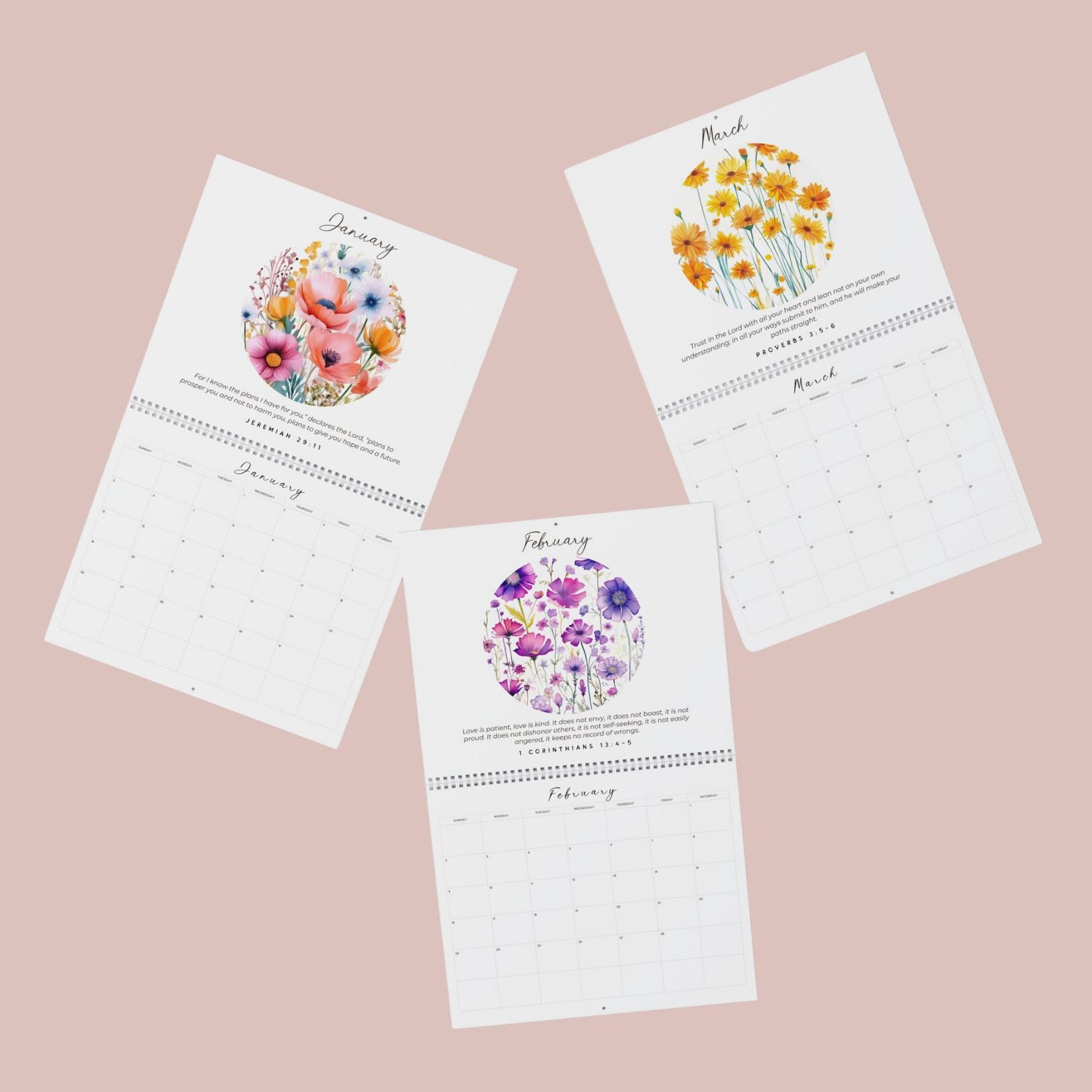 2025 Bible Verse Wall Calendar, Inspirational Floral Scripture ...