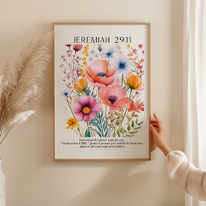 Set of 3 Floral Bible Verse Wall Art | Inspirational Scripture Prints ...