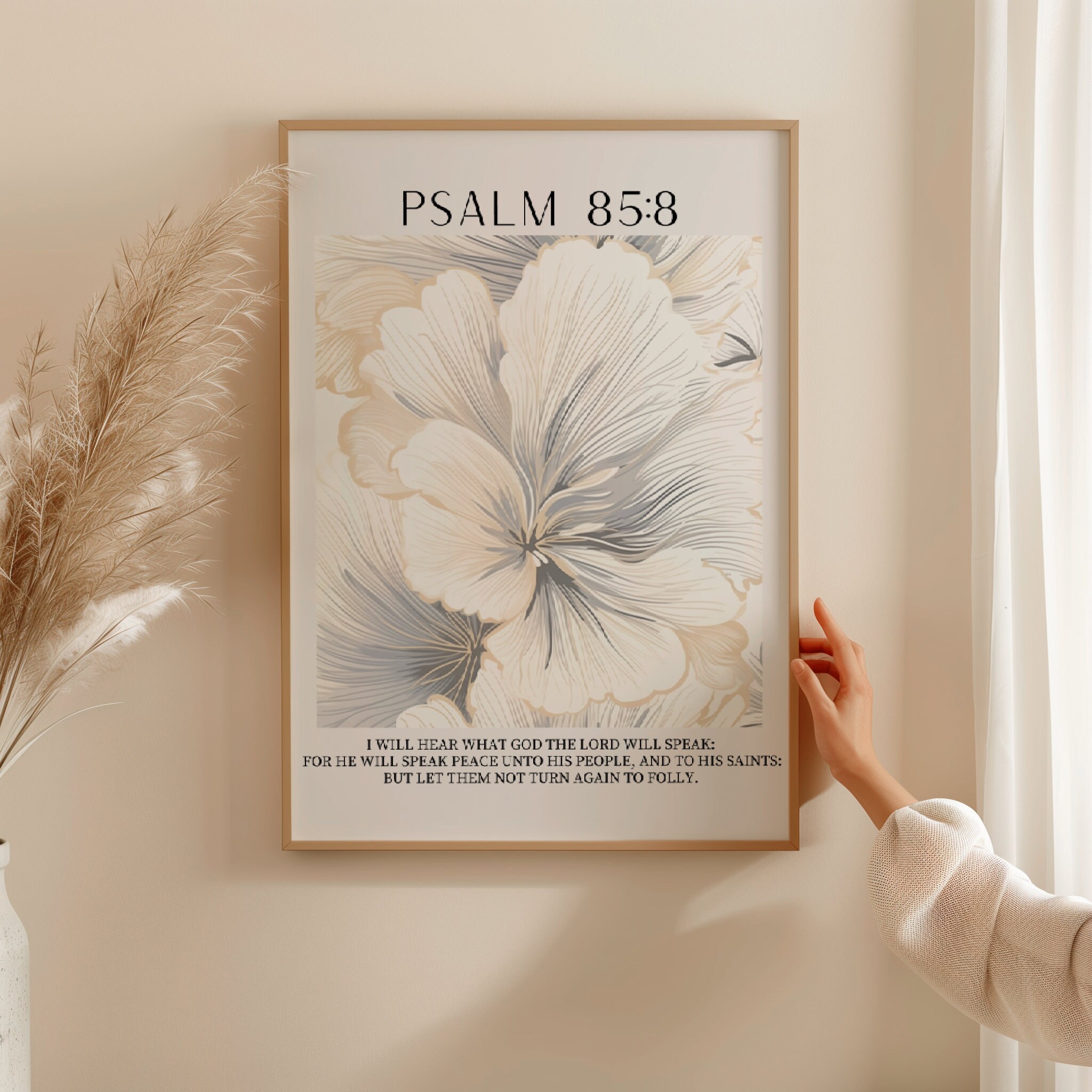 Abstract Floral Set of 3 Wall Art, Elegant Flowers Posters, Scripture ...