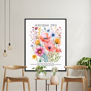 Jeremiah 29:11 Floral Bible Verse Wall Art Wildflower Scripture Print ...