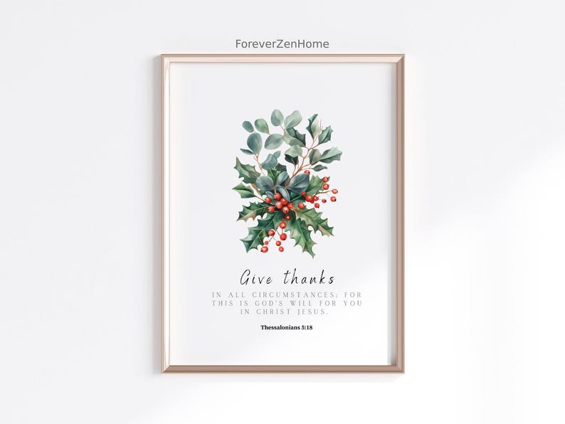 Thessalonians 5:18 Holy Flowers Bible Verse Wall Art | Thanksgiving ...