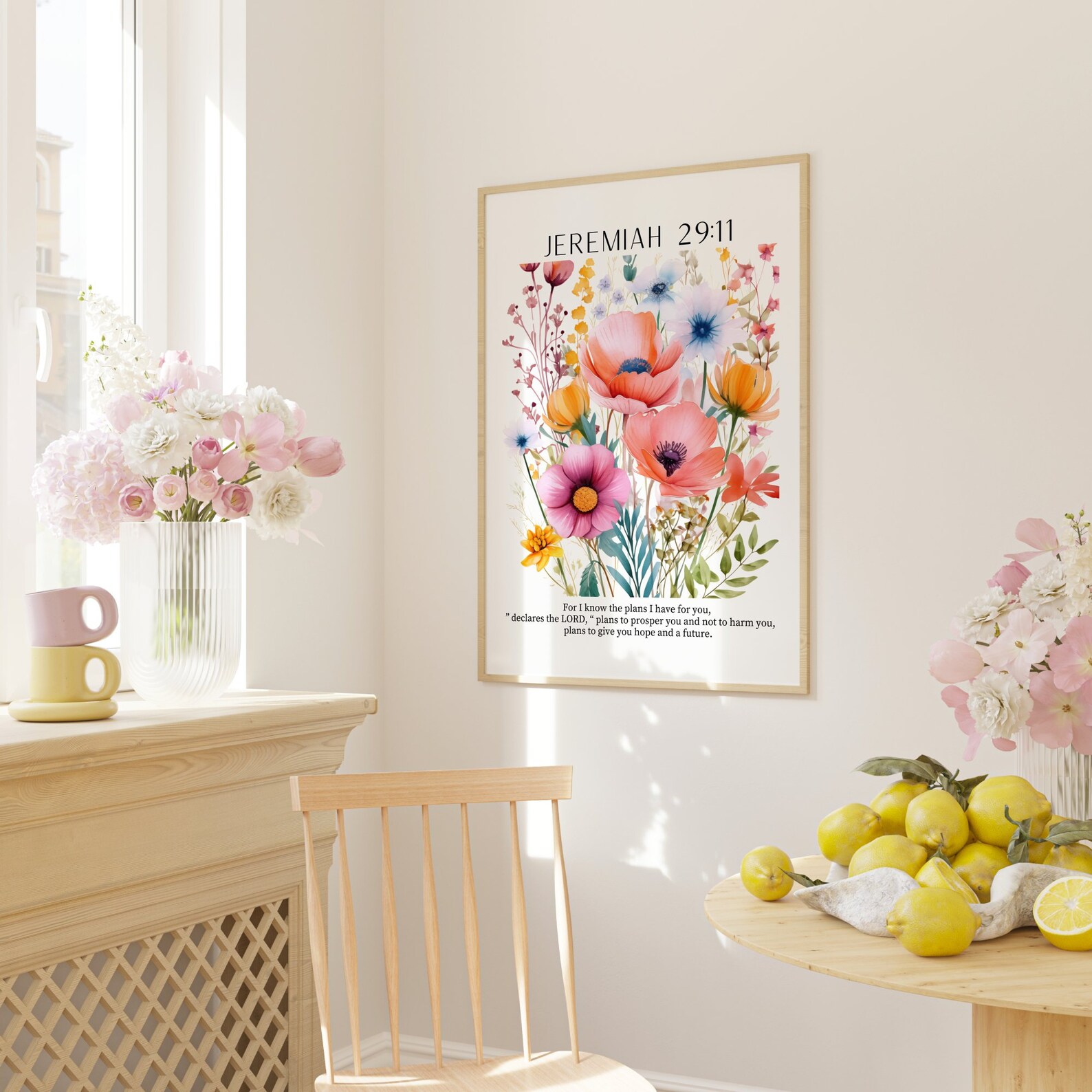 Elegant Floral Bible Verse Wall Art Set of 3 Scripture Quote Poster ...