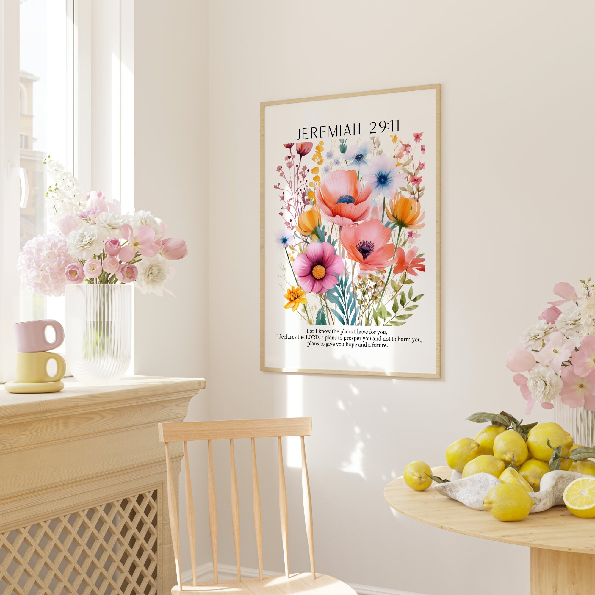 Elegant Floral Bible Verse Wall Art Set of 3 Scripture Quote Poster Set ...