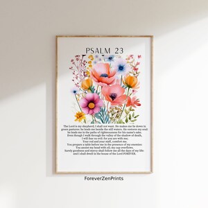 PSALM 23 Floral Scripture Art Bible Quote Wall Art Modern Christian Art ...