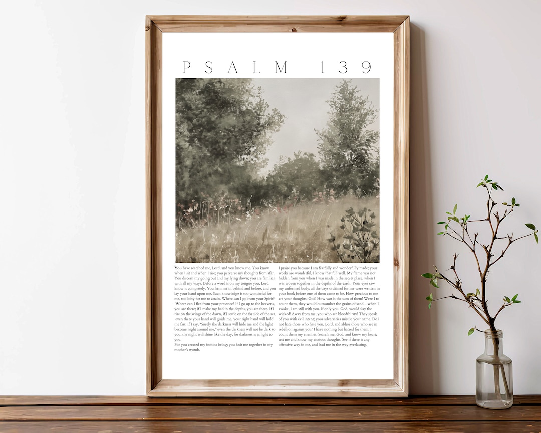 PSALM 139 Wall Art, Bible Verse Poster for Christians, Vintage ...