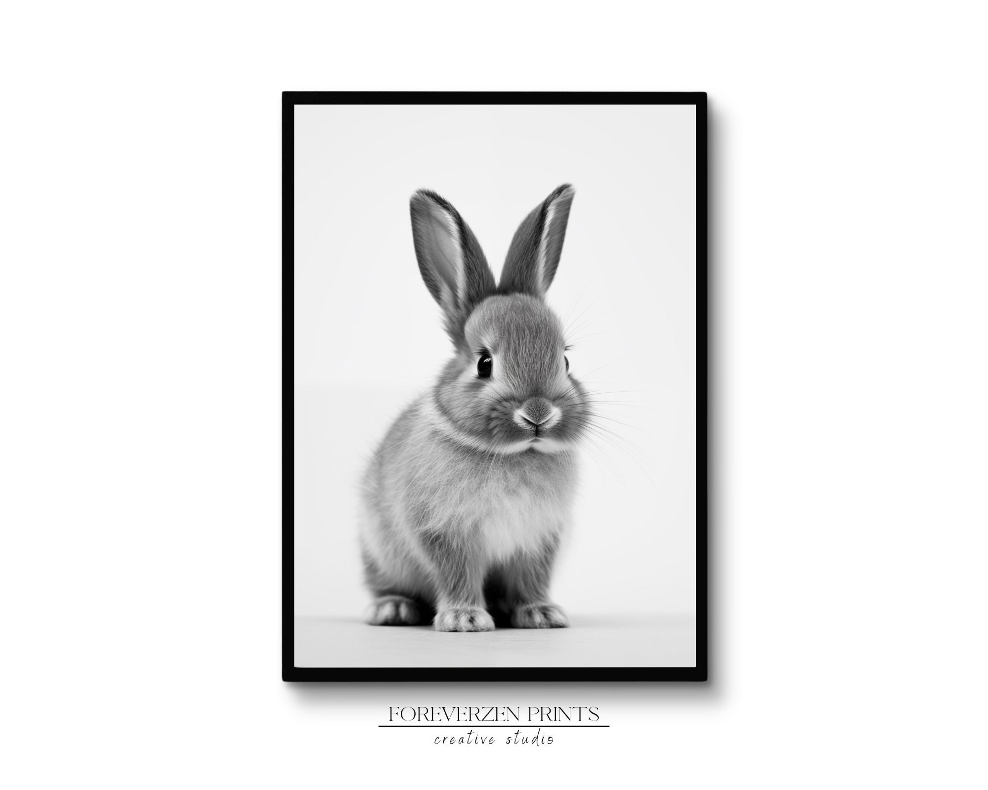 Black and White Rabbit Print Printable Nursery Art, Kids Wall Art ...