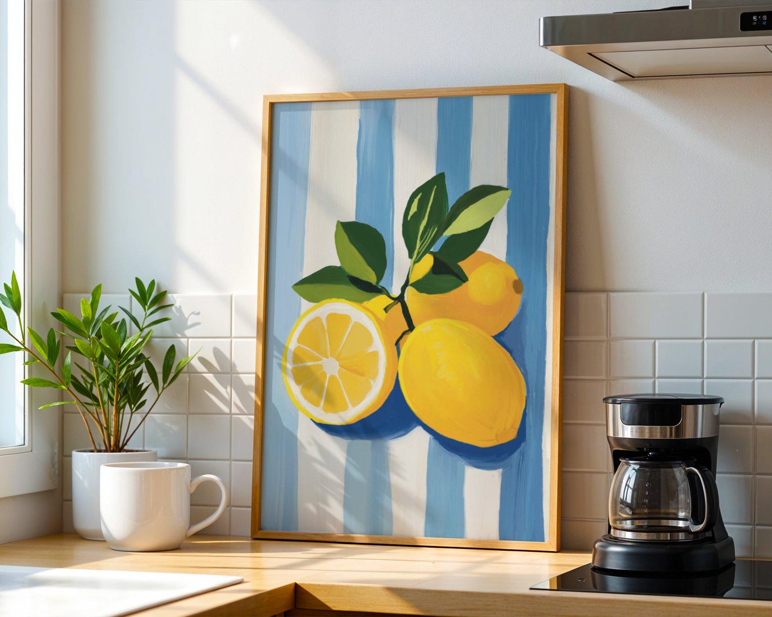 Lemon Wall Art Printable, Modern Kitchen Decor, Yellow Fruit Poster ...