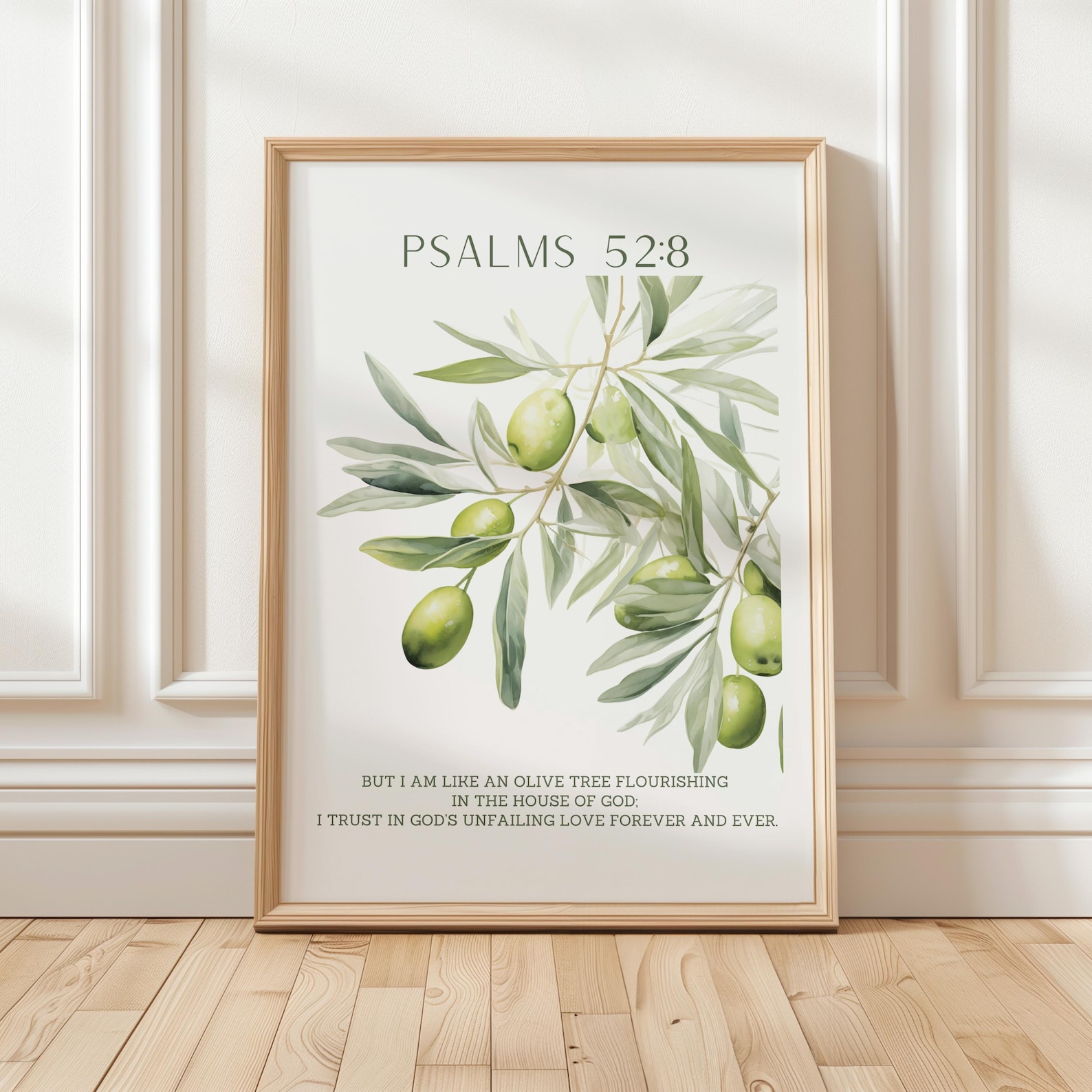 Psalm 52:8 Wall Art Printable, Olive Branch Scripture Decor, Bible ...