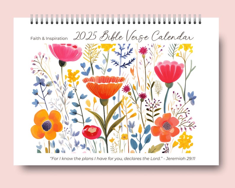 2025 Bible Verse Wall Calendar, Inspirational Floral Scripture ...