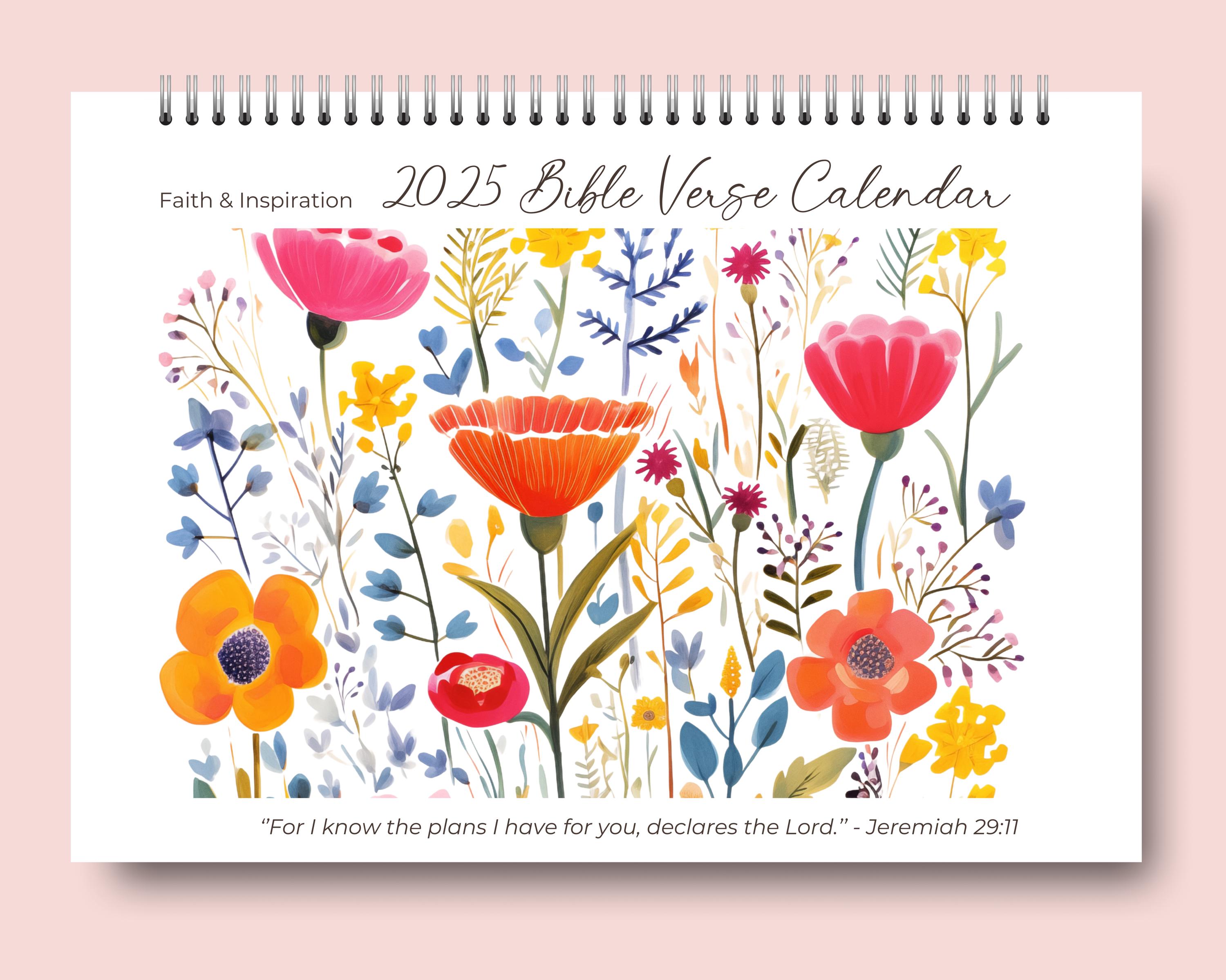 2025 Bible Verse Wall Calendar, Inspirational Floral Scripture ...