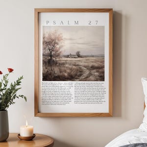 Psalm 27 Wall Art Printable, Bible Verse With Country Field, Vintage ...