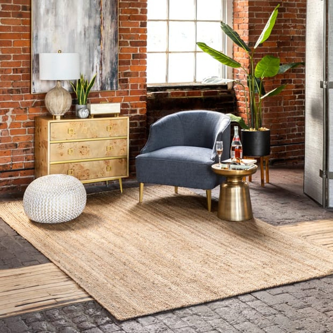 Natural Jute Rug Jute Braided Rug, Bohemian Jute Rug, Rectangular Jute ...