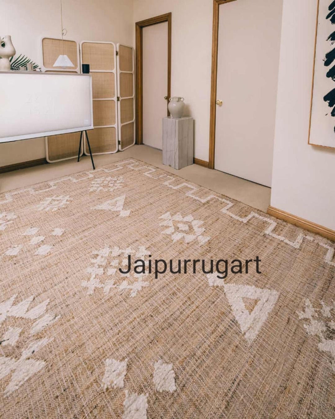 9x12 10x14 Jute Rug Ivory Flower Natural Jute High Quality Hand Woven ...