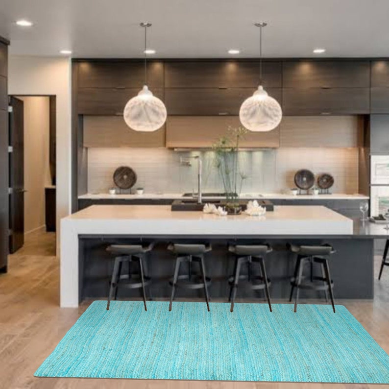 Natural Jute Area Rug Handmade, Kitchen Rug, Custom Rug, 5x7 Square Rug ...