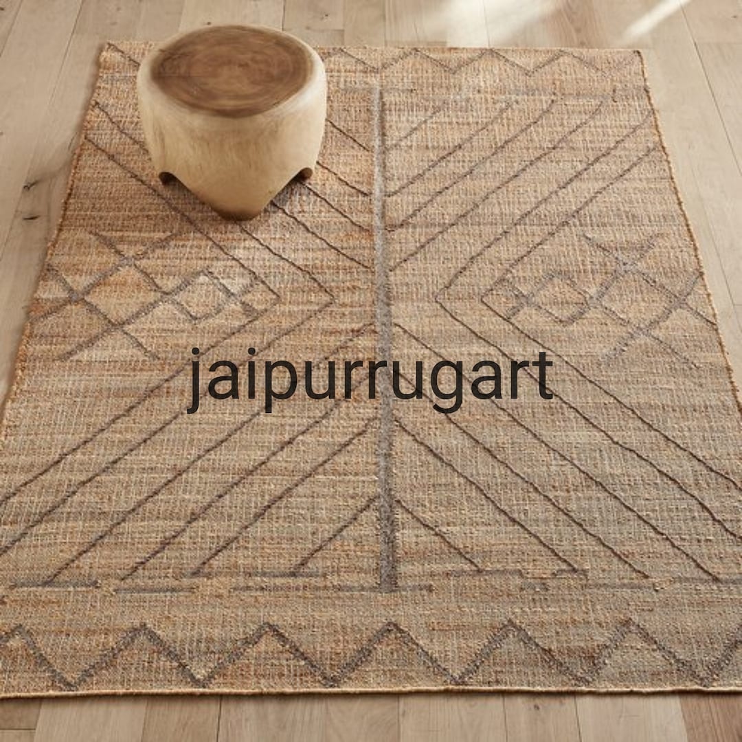 Handmade Cotton Jute Rug, Rustic Large Area Rug, Modern Style Jute Rug ...