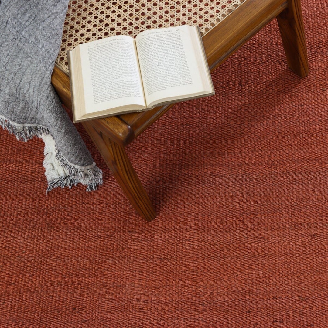 Handmade Red and Natural Hemp Jute Rungs-extra Large Jute Rugs Red Jute ...