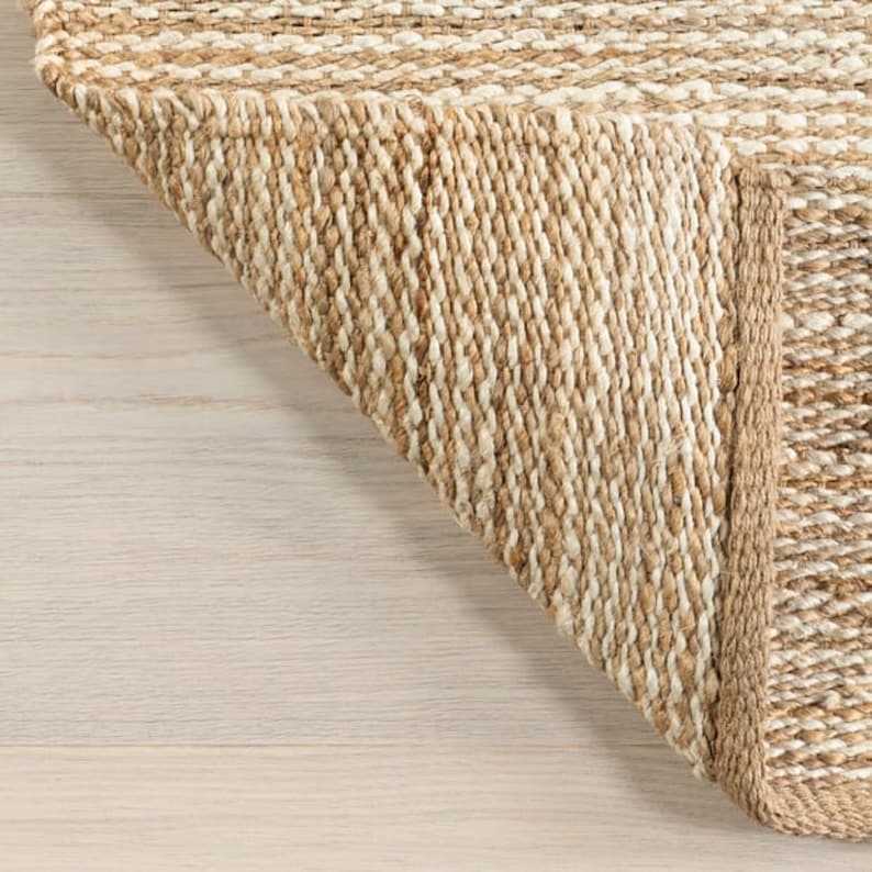 6x9,8x10ft White and Natural Hemp Jute Rungs-extra Large Jute Rugs Jute ...