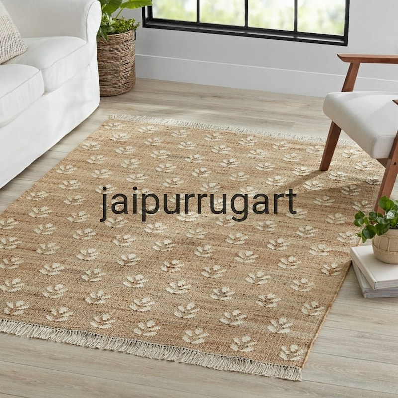 Jute Floral Rug - Etsy